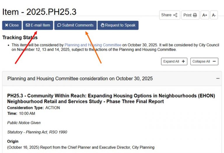 How to Send Item or Submit Comments – Coalition of Toronto Residents ...